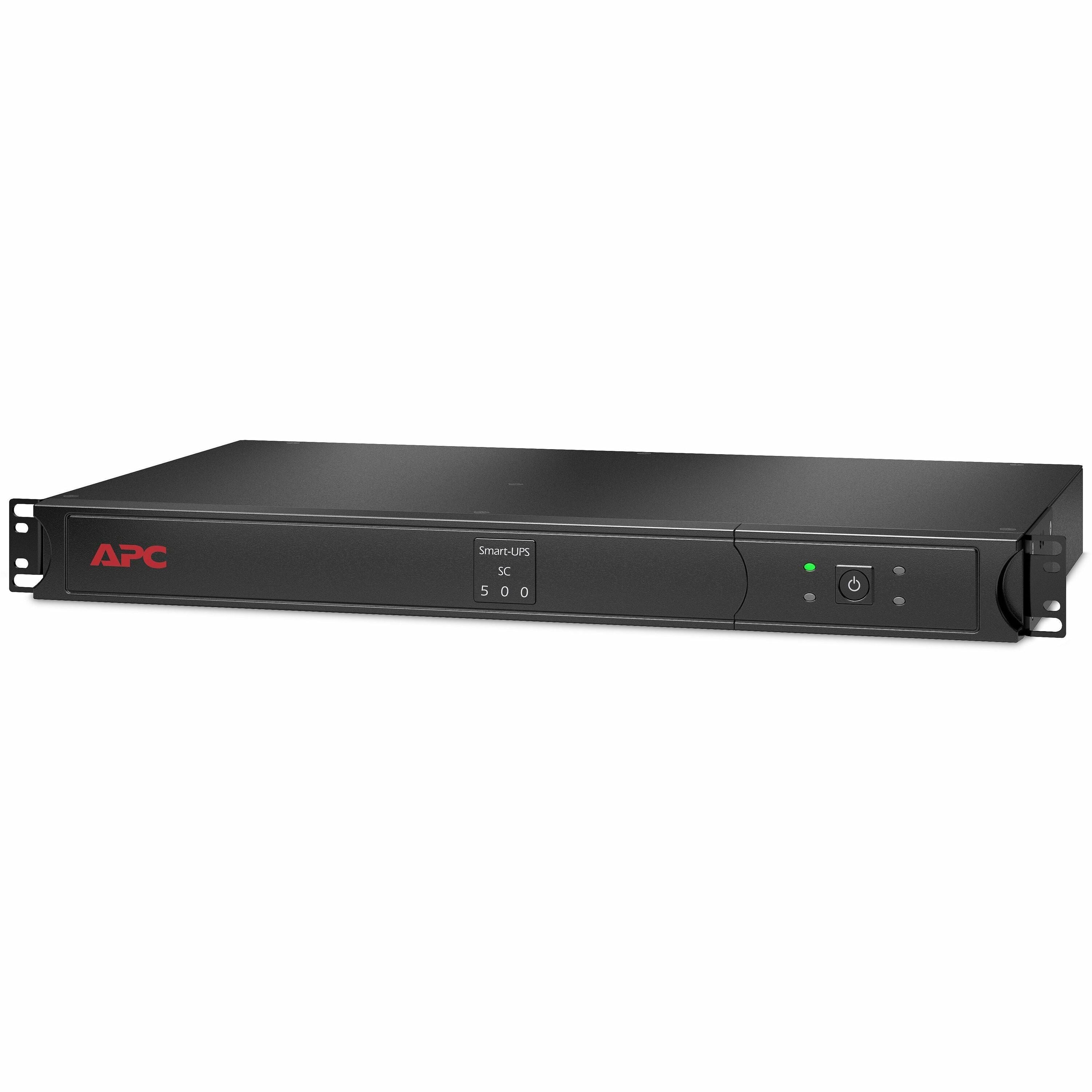 APC Smart-UPS, Line Interactive, 500VA, Rackmount 1U, 120V, 4x NEMA 5-15R outlets, Short Depth ...
