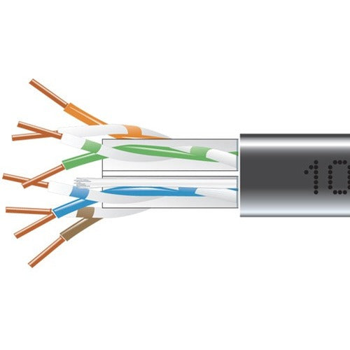 Black Box CAT6 550-MHz Solid Bulk Cable UTP CMP Plenum BK 1000FT Pull ...